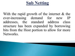 Sub Netting PPTX Computer Networking Computing