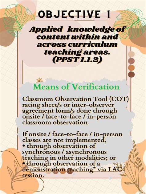 Classroom Observation Tool Cot Rating Sheets Or Inter Observer