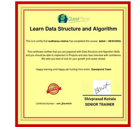 Sudhansu Mishra On Linkedin Completed Data Structure And Algorithm Course Shivprasad Koirala