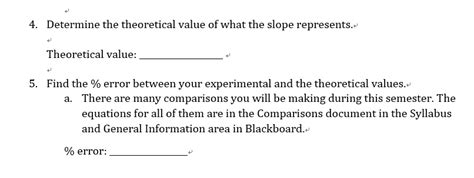 Solved Determine The Theoretical Value Ofwhat The Slope Represents