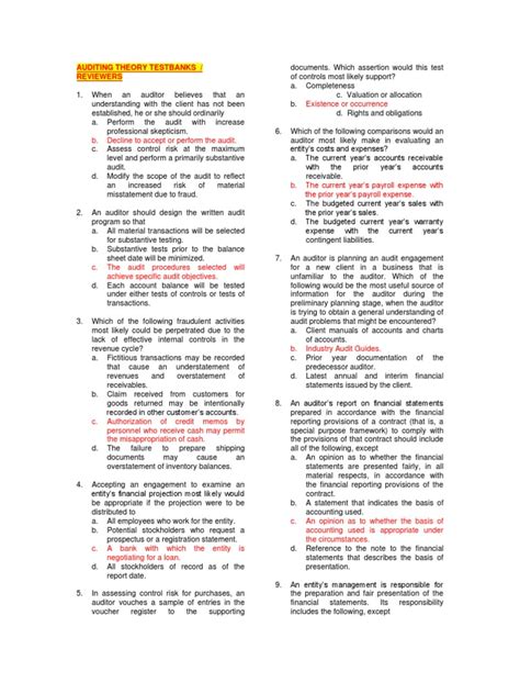 Auditing Theory Pdf Financial Audit Internal Control