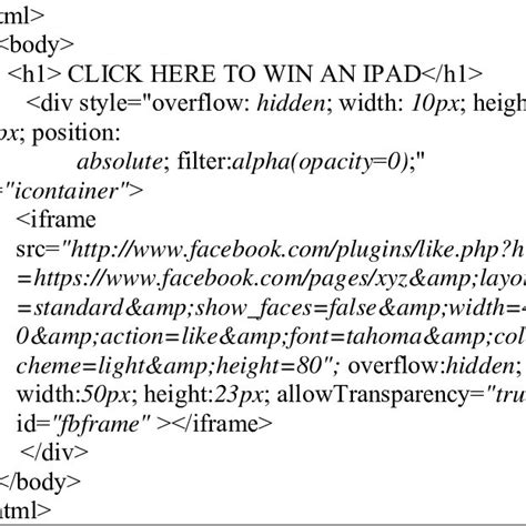 a code for clickjacking attack using an iframe download scientific