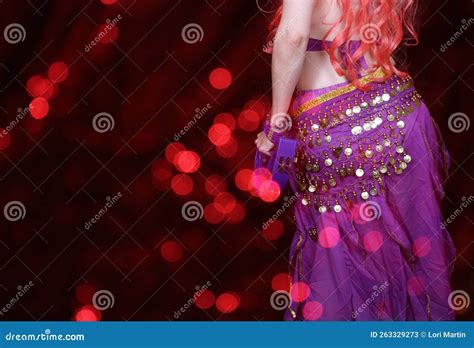 Belly Dancer Wearing Purple Dance Costume Close Up With Bokeh Stock Image Image Of Fitness