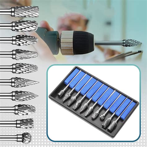 텅스텐 카바이드 로터리 버 세트 18 인치 생크 3mm 직경 밀링 커터 드릴 비트 조각 비트용 10 개 Aliexpress