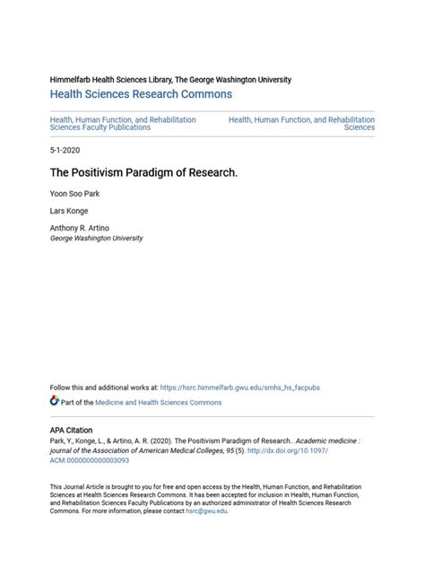 The Positivism Paradigm Of Research Pdf Positivism Science