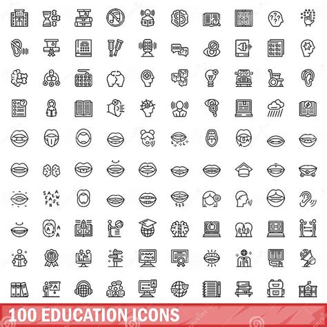 100 Education Icons Set Outline Style Stock Vector Illustration Of Outline Isolated 268462352