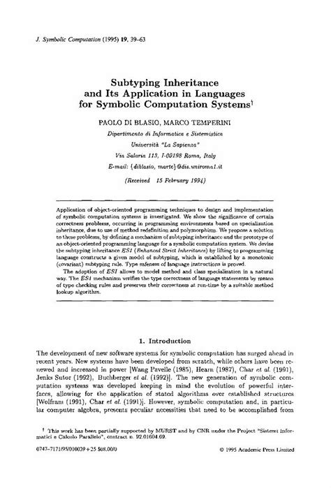 Pdf Subtyping Inheritance And Its Application In Languages For