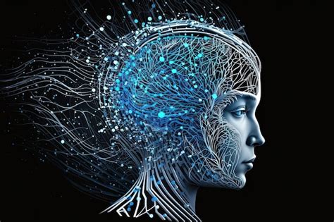 생성 Ai 미래형 얼굴 여성 휴머노이드 로봇 기술적 미래 복사 공간 프리미엄 사진
