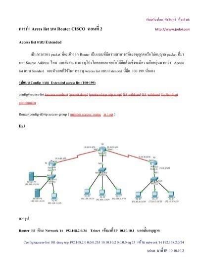 การทำ ACL บน Router Cisco ตอนท