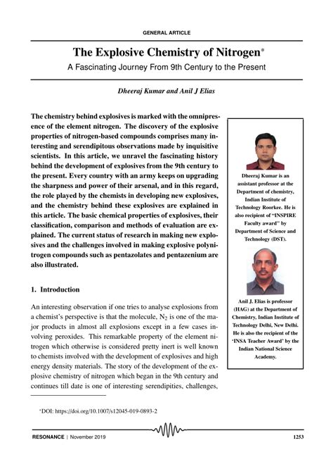 Pdf The Explosive Chemistry Of Nitrogen A Fascinating Journey From