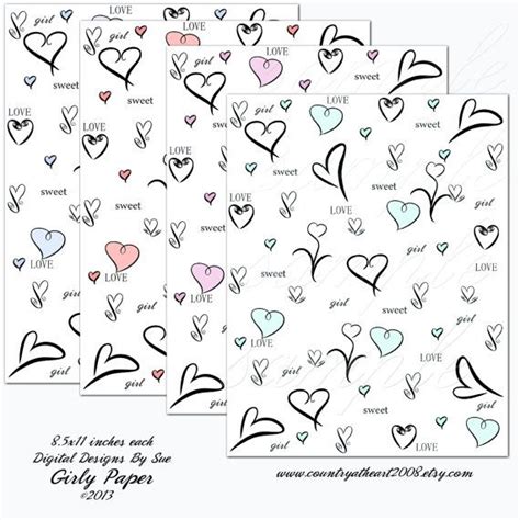 Printable Girly Papers Transfer Patterns Collage Sheet