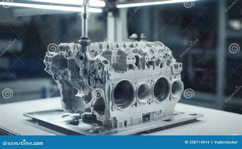 3d Printed Engine Block Model On A Table Royalty Free Stock Image