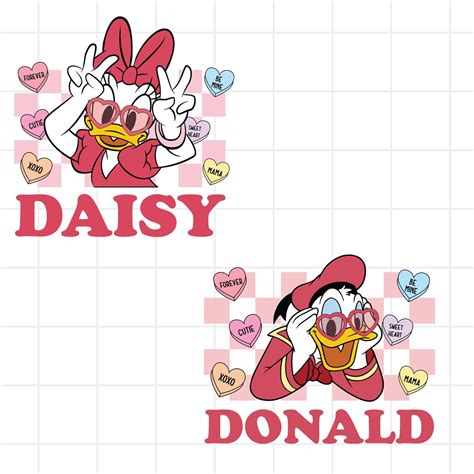 Donald And Daisy Duck Valentines Day Svg Png Disneyland Couple Trip Tee