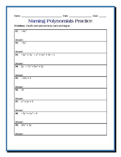 Naming Polynomials By Degree And Of Terms Practice By Certified Math Geek