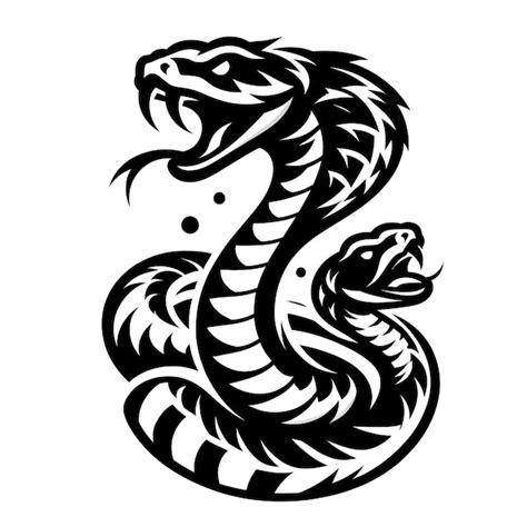 Иллюстрация змеи в черно белом Премиум Ai сгенерированный вектор