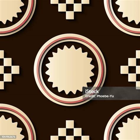 원활한 릴리프 조각 장식 복고풍 패턴 체크 기하학 라운드 크로스 프레임 0명에 대한 스톡 벡터 아트 및 기타 이미지 0명 3차원 형태 골동품 Istock