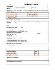 Pay Enquiry Form HR54 1 Docx Pay Enquiry Form Form HR54 Version Date 10 02 2021 Page 1 Of 1