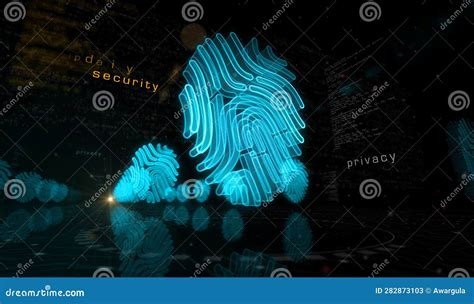 Fingerprint Cyber Id Security And Identity Symbol Digital Concept 3d Illustration Stock