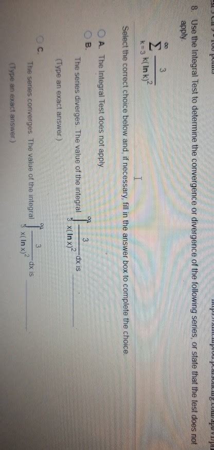 Solved SECUPS рхшрреаlѕошу шарург Use the Integral Test Chegg com