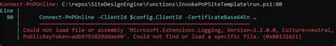 Bug Connect Pnponline Throws Could Not Load File Or Assembly Microsoftextensionslogging