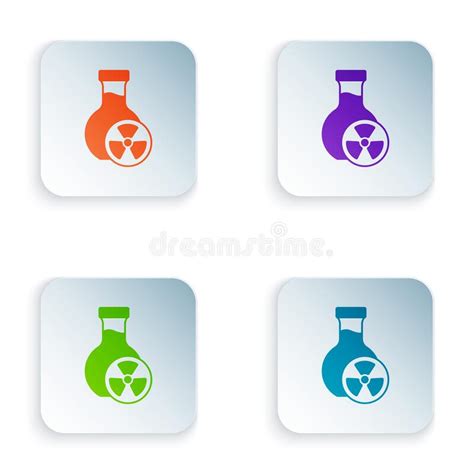 Color Laboratory Chemical Beaker With Toxic Liquid Icon Isolated On White Background Biohazard