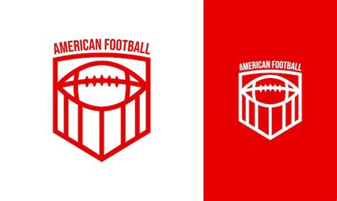 방패와 공이 있는 단순한 미식축구 로고 프리미엄 벡터
