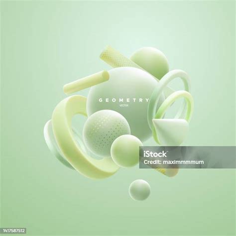 3d 파스텔 민트 녹색 기하학적 모양 클러스터 추상적인 우아한 구성 3차원 형태에 대한 스톡 벡터 아트 및 기타 이미지 3차원 형태 반지 배경 주제 Istock
