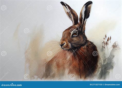 Desenho De Lebre Com Bit De Aquarela Ilustra O Stock Ilustra O De Macio Cinzento