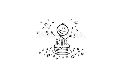 Celebration Time A Stick Figure S Birthday Party Stock Illustration