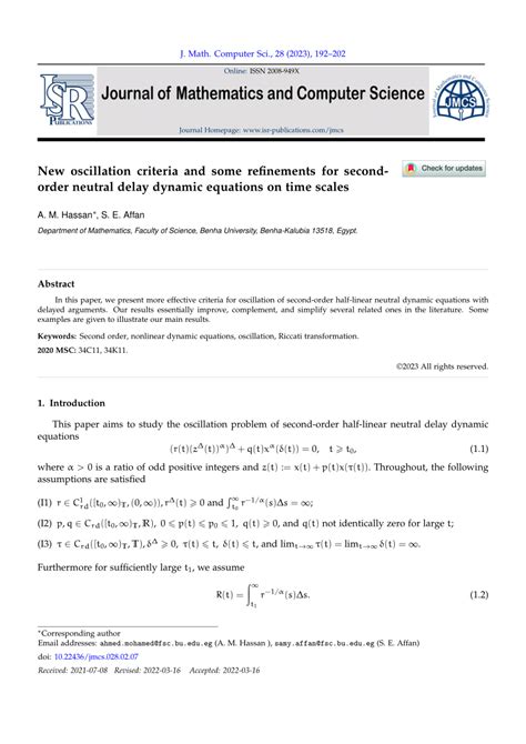 Pdf New Oscillation Criteria And Some Refinements For Second Order