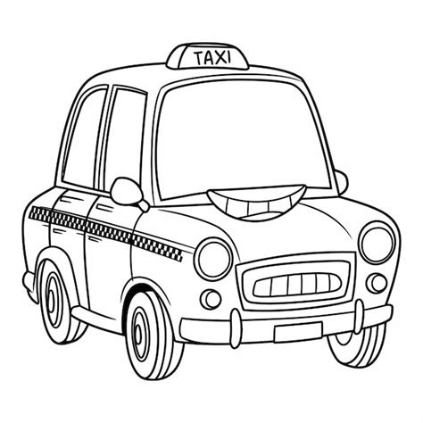 아이들을 위한 택시 색칠 공부 페이지 프리미엄 벡터