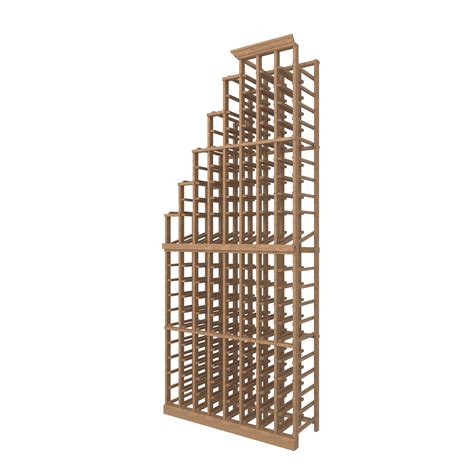 08 Column Individual Bottle Cascade Wood Rack Left With Display Row