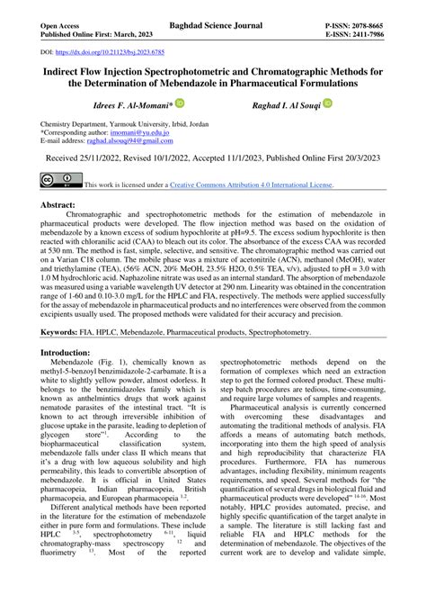 Pdf Indirect Flow Injection Spectrophotometric And Chromatographic Methods For The