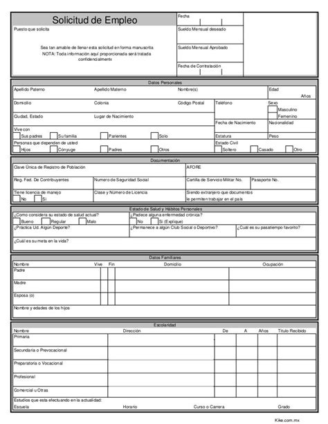 Solicitud De Empleo Formato Pdf Trackertronic