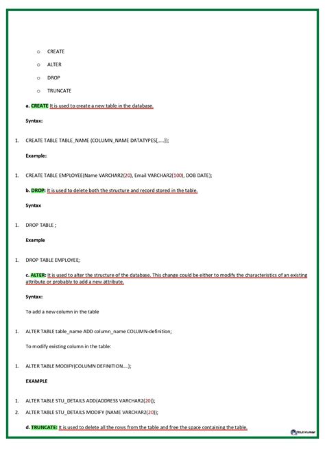 Simple SQL Notes Pdf Connect 4 Techs