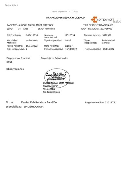 Compensar Incapacidad Pdf