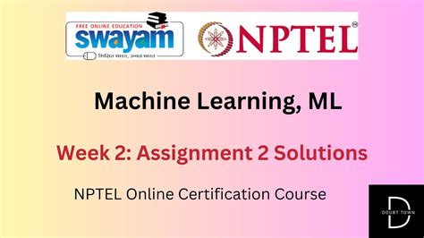 Machine Learning Ml Week 2 Assignment Answers Jan 2024 Nptel Youtube