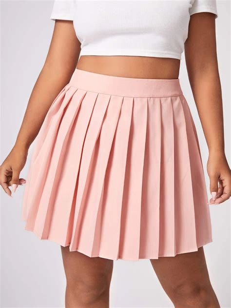 Plus High Waist Pleated Skirt Shein Usa Womens Pleated Skirt