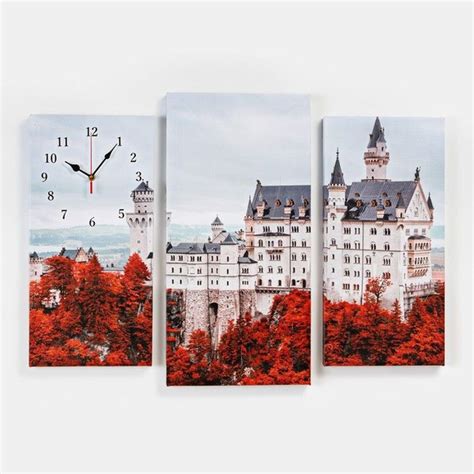 Часы настенные модульные серия Город Белый замок 60х80 см купить по низкой цене в