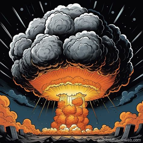 Cartoon Nuclear Explosion Stable Diffusion Online