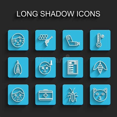 Set Line Face With Psoriasis Or Eczema First Aid Kit Man Excessive