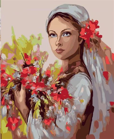 Рисуване по номера Българска девойка по оригинал на Миглена Кирилова