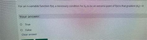Solved For An N Variable Function Fx A Necessary