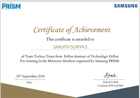 Thrilled To Share That My Team And I Have Emerged As Winners Of The Samsung Prism Ideathon 🏆🎉