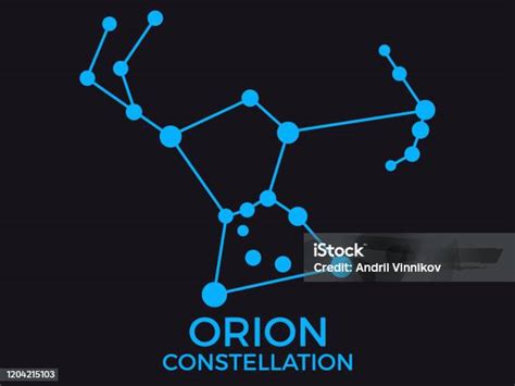 오리온 별자리 밤 하늘에 별입니다 별과 은하의 클러스터 검은 색 배경에 파란색의 별자리입니다 벡터 일러스트레이션 0명에 대한 스톡 벡터 아트 및 기타 이미지 Istock