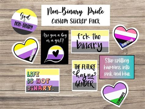 Non Binary Pride Custom Sticker Pack Choose Your Own Lgbtq Etsy