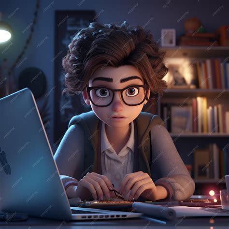 Premium Ai Image Software Programmer Girl Office Work Vector Design Dark Computer Desk On