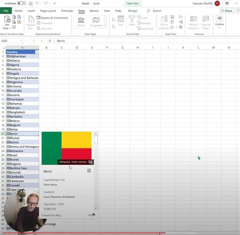 Become A Data Scientist Using Excel Geography Data Type Francois