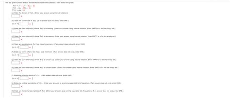 Solved Use The Given Function And Its Derivatives To Answer Chegg
