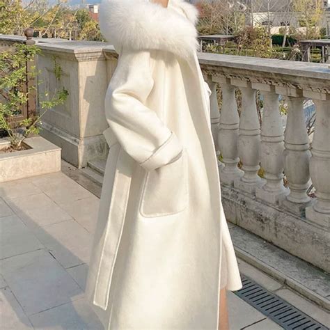 클라우드나인 겨울신상겨울롱코트 페미닌 앙고라 퍼 후드 허리벨트 울 코트 롱 자켓 겨울 아우터 모직코트 롱 가디건 77 88